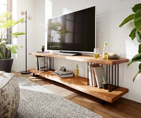 DELIFE TV stolek Willibald 200x45 cm přírodní dub kov černý