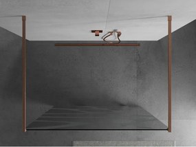 Mexen Kioto, sprchová zástěna Walk-In 100 x 200 cm, 8mm čiré sklo bílý vzor, ​​měděný matný profil, 800-100-002-65-97