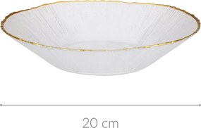 Skleněný hluboký talíř se zlatým okrajem DATURA, 20 cm