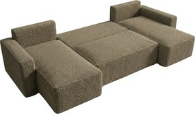 Rozkládací sedací souprava do U SMART BOUCLE 303x143 cm, tmavě béžová