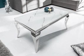 Designový konferenční stolek Rococo 100 cm stříbrný - mramor