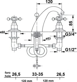 Sapho, ANTEA tříprvková umyvadlová baterie s výpustí, chrom