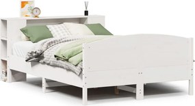 Postel s knihovnou bez matrace bílá 150x200 cm masivní borovice 3323063