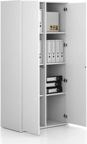 Kancelářská skříň FRAME, 2x dveře, 872 x 450 x 1735 mm, PUSH-lock, bílá