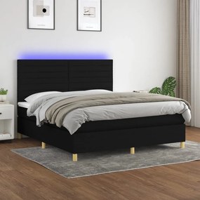 Box spring postel s matrací a LED černá 160x200 cm textil 3135527