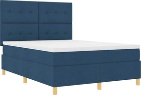 Postel s boxspringem s čelo Modrá 140 x 190 cm textil 3339622
