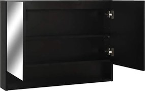 LED koupelnová zrcadlová skříňka černá 80 x 15 x 60 cm MDF 323605