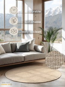 Hanse Home, Kusový koberec Jaipur 105973 Ivory/White kruh, 200x200 (průměr) kruh, béžová, chodba / předsíň