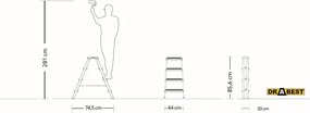 Hliníkové štafle 2x4 stupně oboustranné DRABEST DD4 PRO