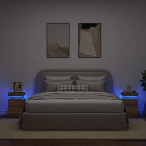 Noční stolky s LED 2 ks dub artisan 35x39x55cm kompozitní dřevo