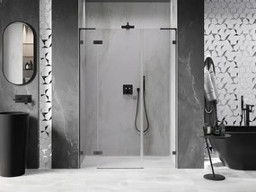 Mexen Lunar L, levé otočné sprchové dveře 150 cm, 8mm čiré sklo, grafitový profil, 834SL-150-050-95-00-L