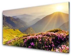 Obraz na skle Hora Louka Krajina 100x50 cm