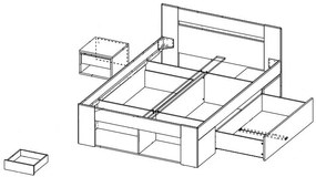 Postel MILO 140 x 200 cm s nočními stolky