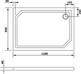 Sapho Gelco SARA 110 x 90 cm HS11090 sprchová vanička litý mramor