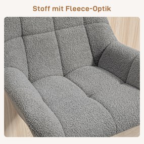 HOMCOM Barová židle Sada 2 kusů Retro design Výškově nastavitelná Fleece optika Šedá + Černá