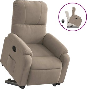 Zvedací polohovací křeslo taupe tkanina z mikrovlákna 3204929
