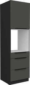 ARIA pe | vysoká skříňka 60 DPS-210 3S1F na vestavnou troubu | PREMIUM BOX | 60 cm | ANTI FINGERPRINT povrch | černá/šedá grafit
