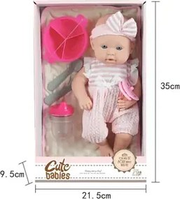 TEDDIES Panenka miminko s doplňky / 28 cm / Pevné tělo / Doplňky v bal