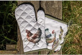 Béžová chňapka - rukavice se slepičkami Barnyard Chicken - 18*30 cm