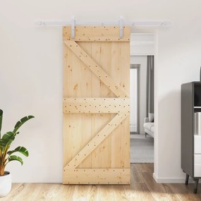 Posuvné dveře s kováním 90 x 210 cm masivní borové dřevo,  3203007
