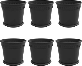 Květináče 6 ks Černá Plast 3403261