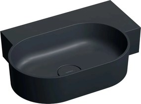 OMNIRES Ovo M+ - Umyvadlo 56x39 cm, bez přepadu, bez otvoru pro baterii, pravé, matná černá OVO555UWPBLV
