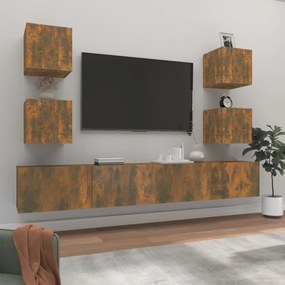 6dílný set TV skříněk kouřový dub kompozitní dřevo 3114267