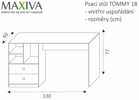 JUREK Psací stůl - TOMMY 18, grafit/enigma