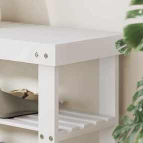 HOMCOM Bambusová botníková lavička se sedadlem, 3-patrový organizér na boty pro 6 párů do předsíně, obývacího pokoje nebo ložnice 70x28x45 cm Bílá
