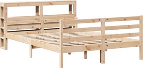 Rám postele s čelem bílý 140 x 200 cm masivní borové dřevo 3305943