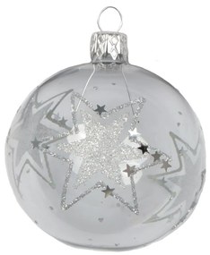 Vánoční baňka skleněná, ø 7 cm, stříbrná