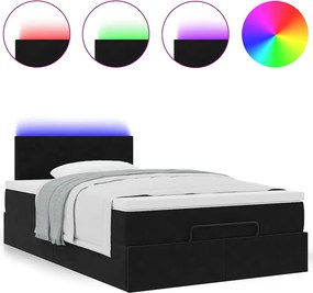 Osmanská postel s matrací &amp; LED černá 120x190cm samet 3312538