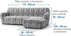 Bielastické potahy OCEANO NOVÉ šedo-modré sedačka s otomanem vpravo (š. 170 - 300 cm)