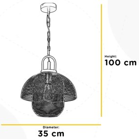 ONLI - Lustr na řetězu ZAIR 1xE27/22W/230V černá/stříbrná