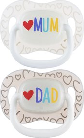 Canpol babies Dudlík svítící silikonový symetrický LOVE MUM&DAD 0-6m 2ks