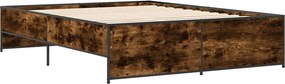 Rám postele kouřový dub 150 x 200 cm kompozitní dřevo a kov 3279884