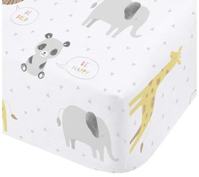 Bílé napínací dětské prostěradlo do postýlky 70x140 cm Roarsome Animals – Catherine Lansfield