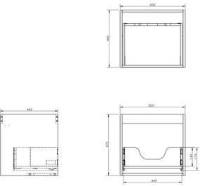 Mexen Rivel, koupelnová skříňka 50 cm s pracovní deskou, 1 zásuvka, drážkovaná, bílá matná, 91A20-05047-1-BFC01