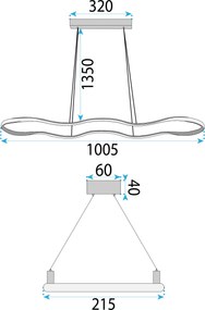 Toolight Toolight, závěsné LED svítidlo 120cm, 24W, 3000K, LHJ026-CP, černá, OSW-60017