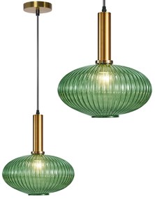 Toolight Skleněná závěsná stropní lampa zelená APP465-1CP