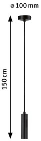 Paulmann 79757 Kine, černé závěsné svítidlo pro dekorativní žárovku 1xE27, délka 150cm