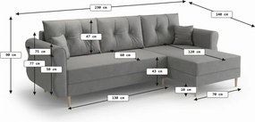 Rozkládací oboustranná sedací souprava do L SILVIANO 230x140 cm, tmavě zelená