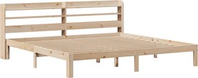 Rám postele s čelem 200 x 200 cm masivní borové dřevo 3306796