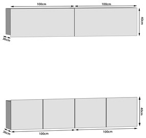 Obývací stěna 200 cm Belini bílý lesk / šedý antracit Glamour Wood Imperium 6  IMP 6/5/W/WGW1/0/0