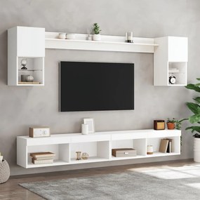 6dílná obývací stěna s LED osvětlením bílá kompozitní dřevo 3216686