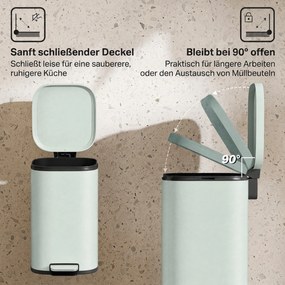 HOMCOM 30 l pedálový odpadkový koš s měkkým dovíráním, odnímatelným vnitřním kbelíkem a povrchem odolným proti otiskům — zelený