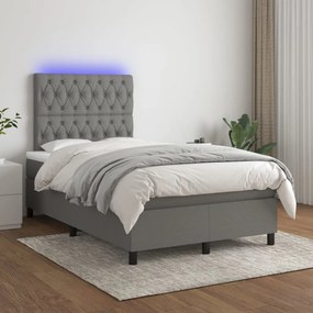 Box spring postel s matrací a LED tmavě šedá 120x200 cm textil 3135102