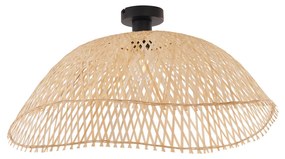 Stropní svítidlo v art deco stylu, černé s přírodním bambusovým stínítkem 60 cm - Alka
