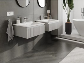 Mexen Rivel, koupelnová skříňka 60 cm s umyvadlem Otis, 1 zásuvka, drážkovaná, šedá matná/bílá, 91A20-06023-1-BF62-W18M01