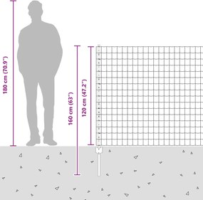 Euro plot s pilotem 10 x 1,2 m Ocel potažená PVC Šedá Síťovina 3336133